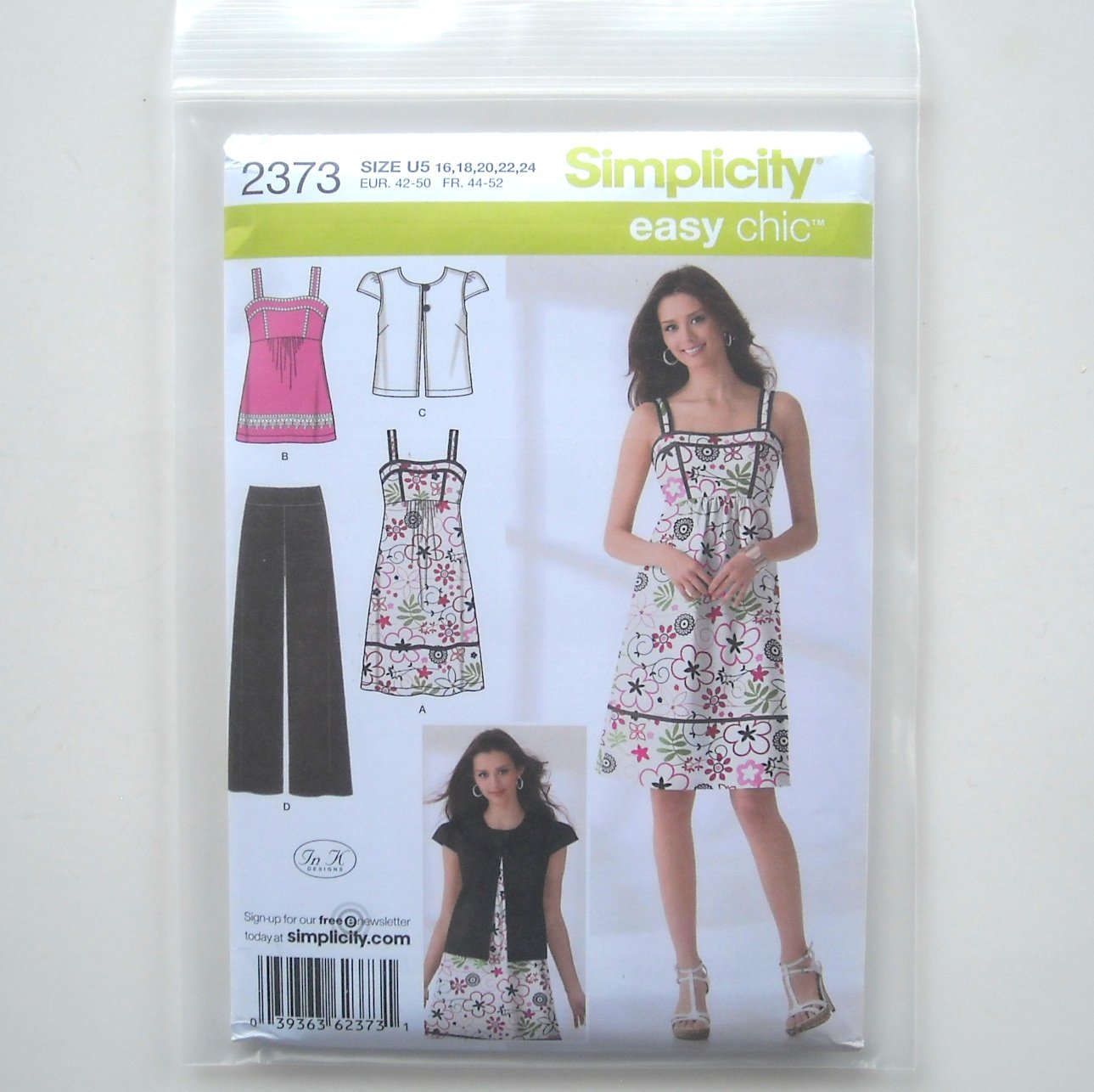 Simplicity Pattern 2373 Size 16 - 24 In K Designs Womens Misses Pants ...