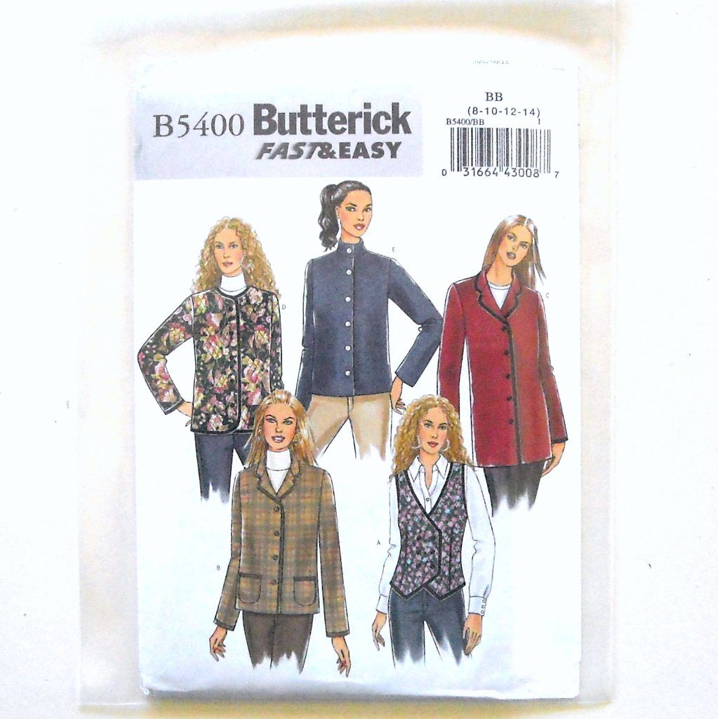 Misses Vest And Jacket Fast Easy Size 8 - 14 Butterick Sewing Pattern B5400