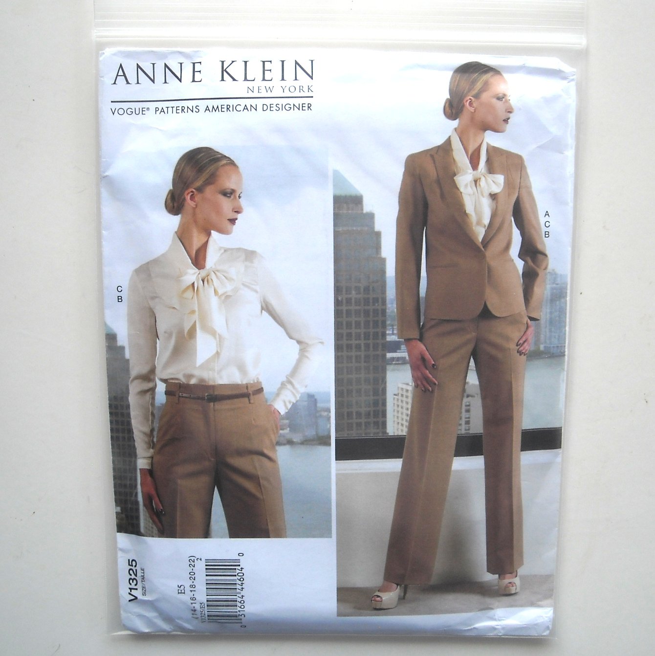 Misses Jacket Pants Anne Klein Vogue Designer Sewing Pattern V1325
