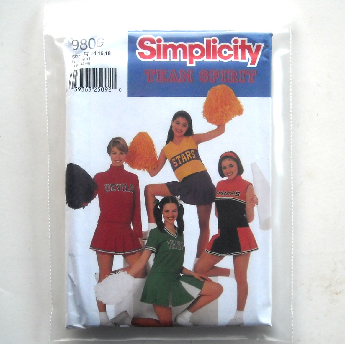 Misses Miss Cheerleader Team Spirit 14 16 18 Simplicity Sewing Pattern 9806