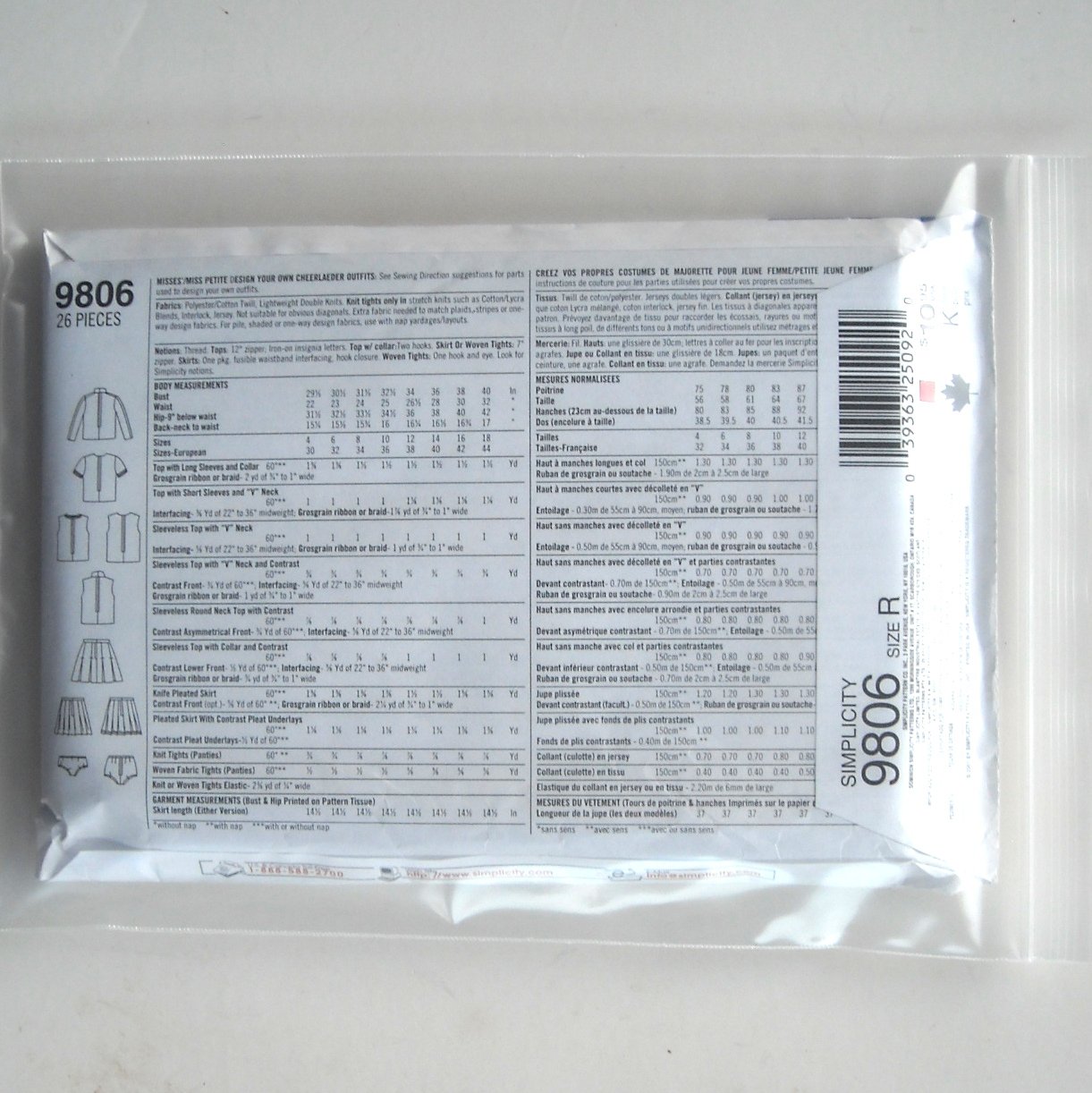 Misses Miss Cheerleader Team Spirit 14 16 18 Simplicity Sewing Pattern 9806