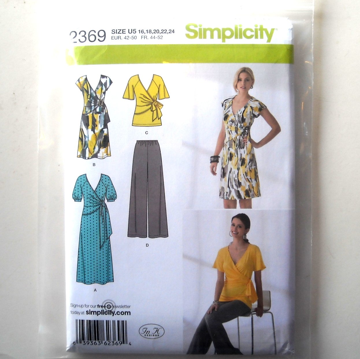 Misses Knit Dress Tunic Pants 16 18 20 22 24 Simplicity Sewing Pattern 2369