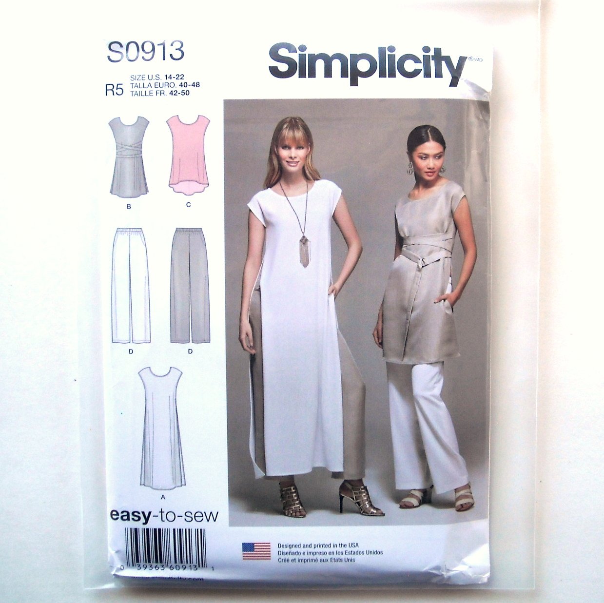 Womens Tunics Pants 14 16 18 20 22 Simplicity Sewing Pattern S0913