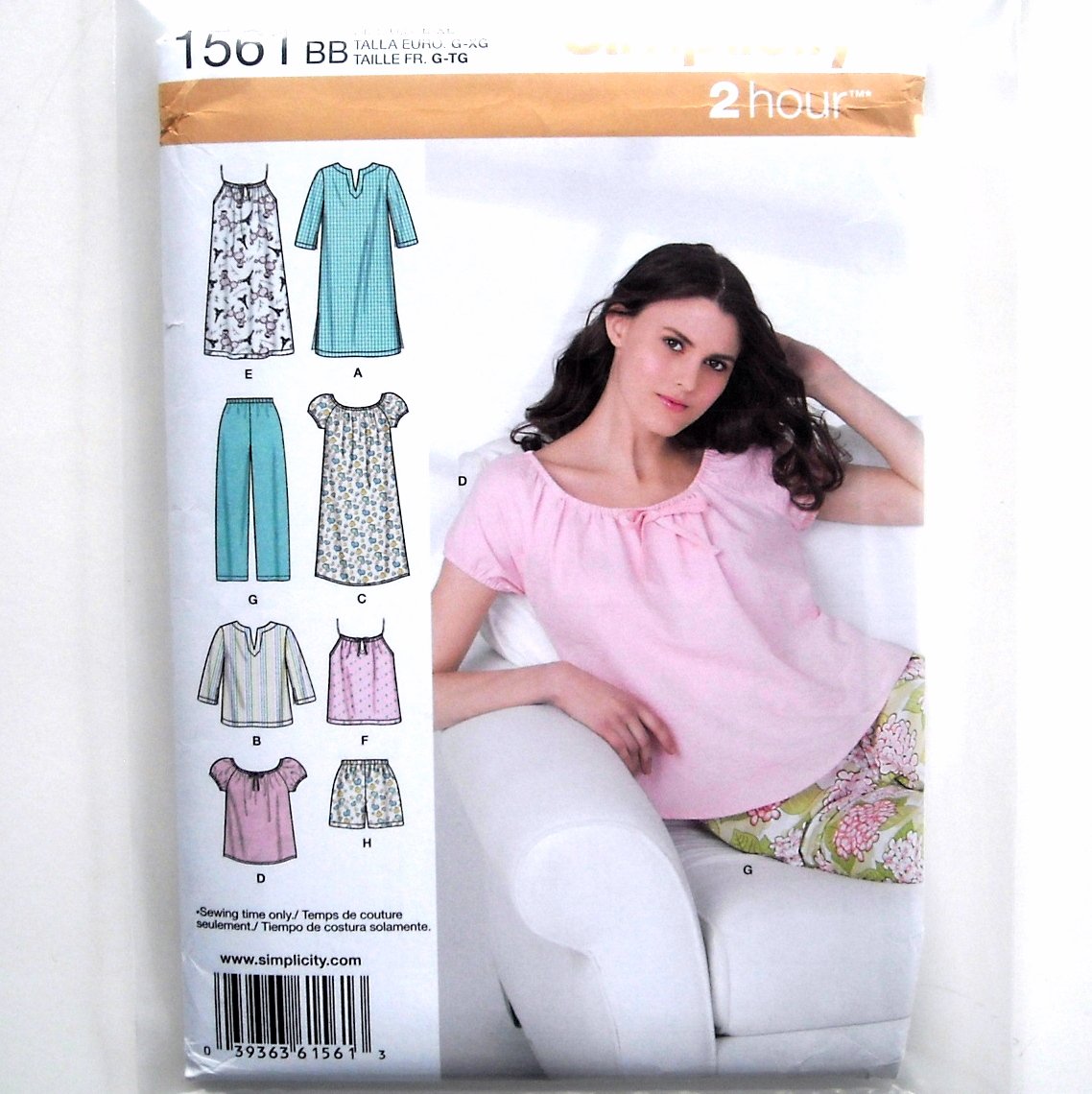 Misses Sleepwear Nightgown L XL Easy Simplicity Sewing Pattern 1561