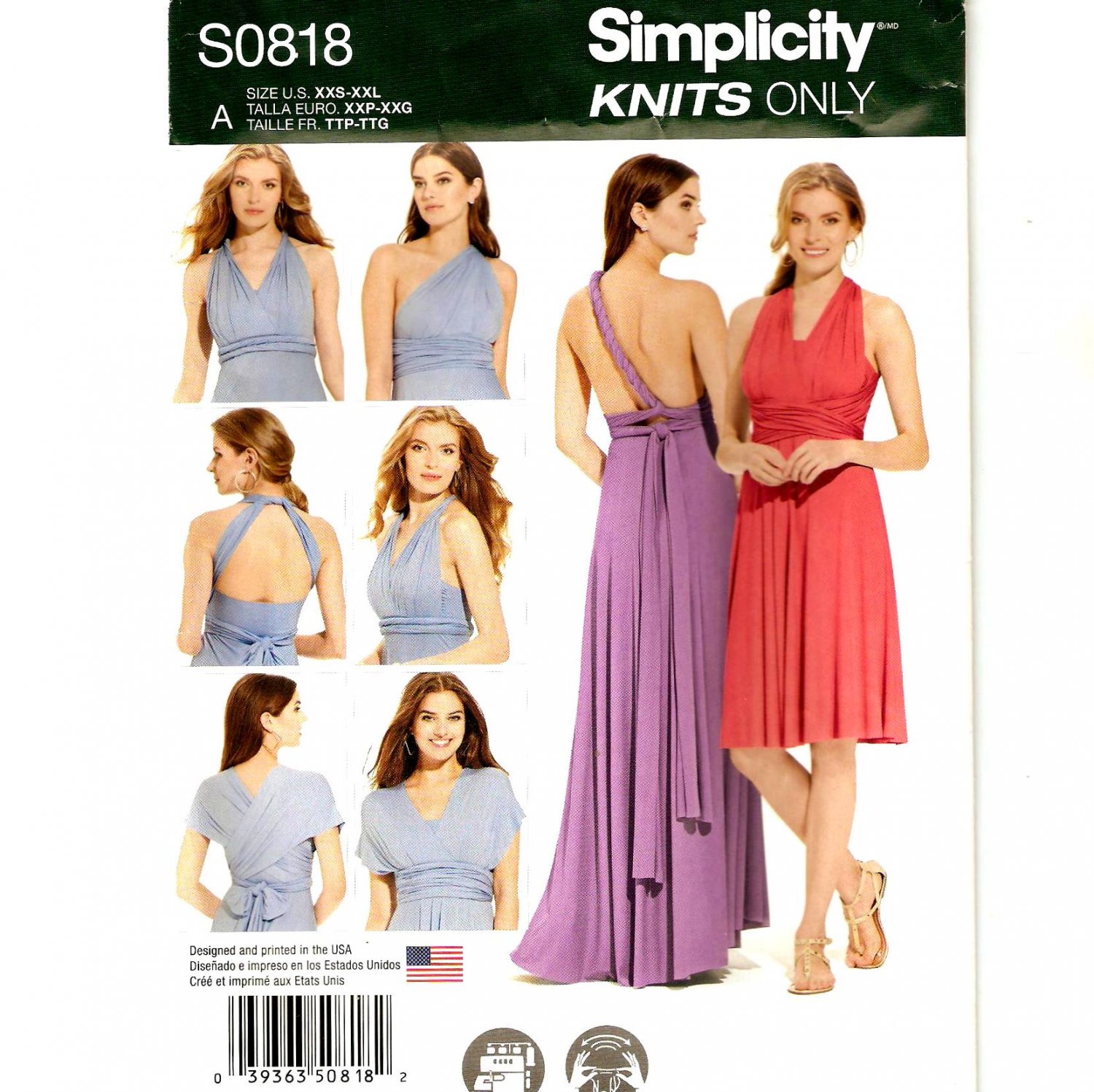 Misses Knit Wrap Tie Dress Simplicity Sewing Pattern S0818