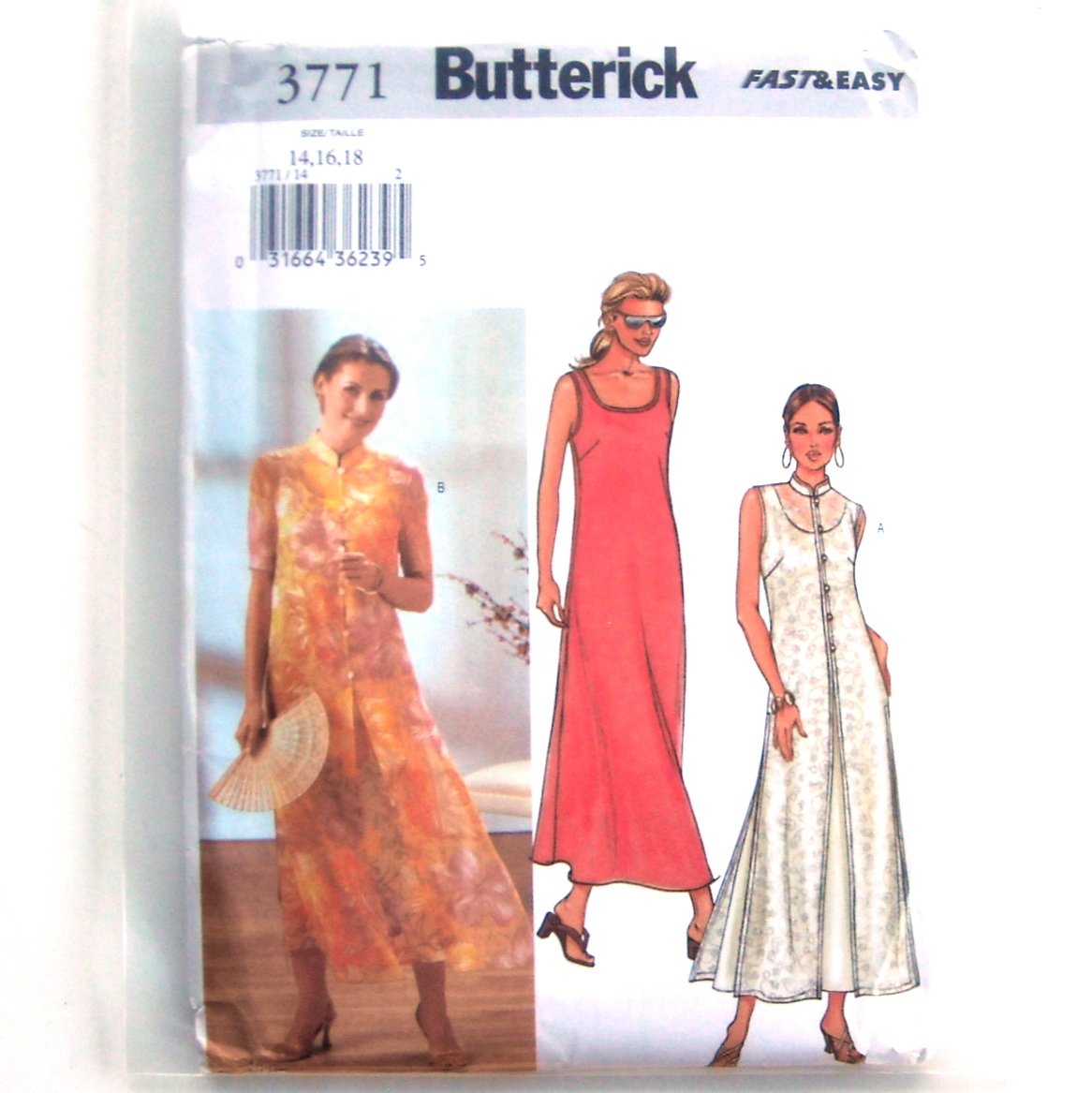 Misses Dress Duster 14 16 18 Easy Butterick Sewing Pattern 3771