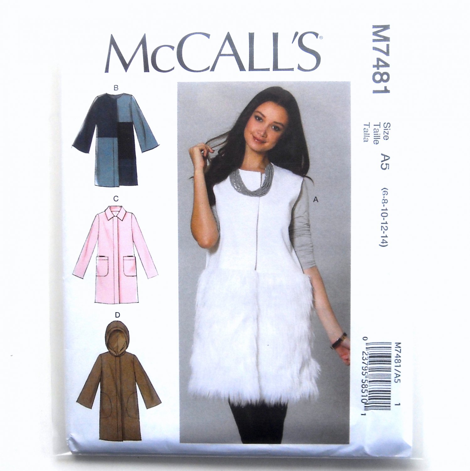 Misses Coats Vest 6 8 10 12 14 McCalls Sewing Pattern M7481