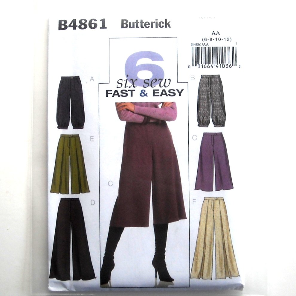 Misses Pants and Gaucho Pants 6 - 12 6 Fast Easy Butterick Sewing ...