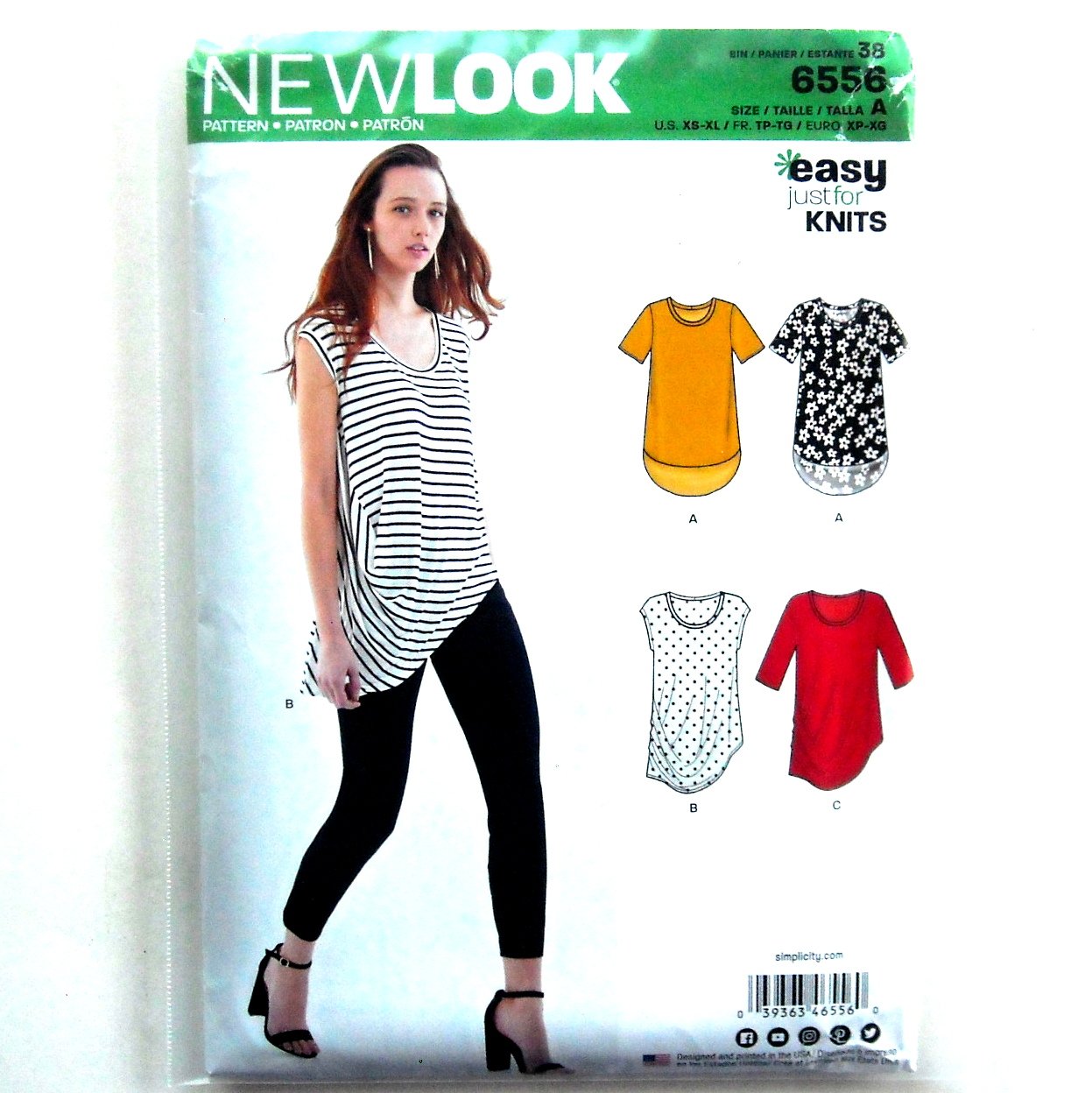 Misses' Easy Knit Tops XS - XL New Look Simplicity Sewing Pattern 6556