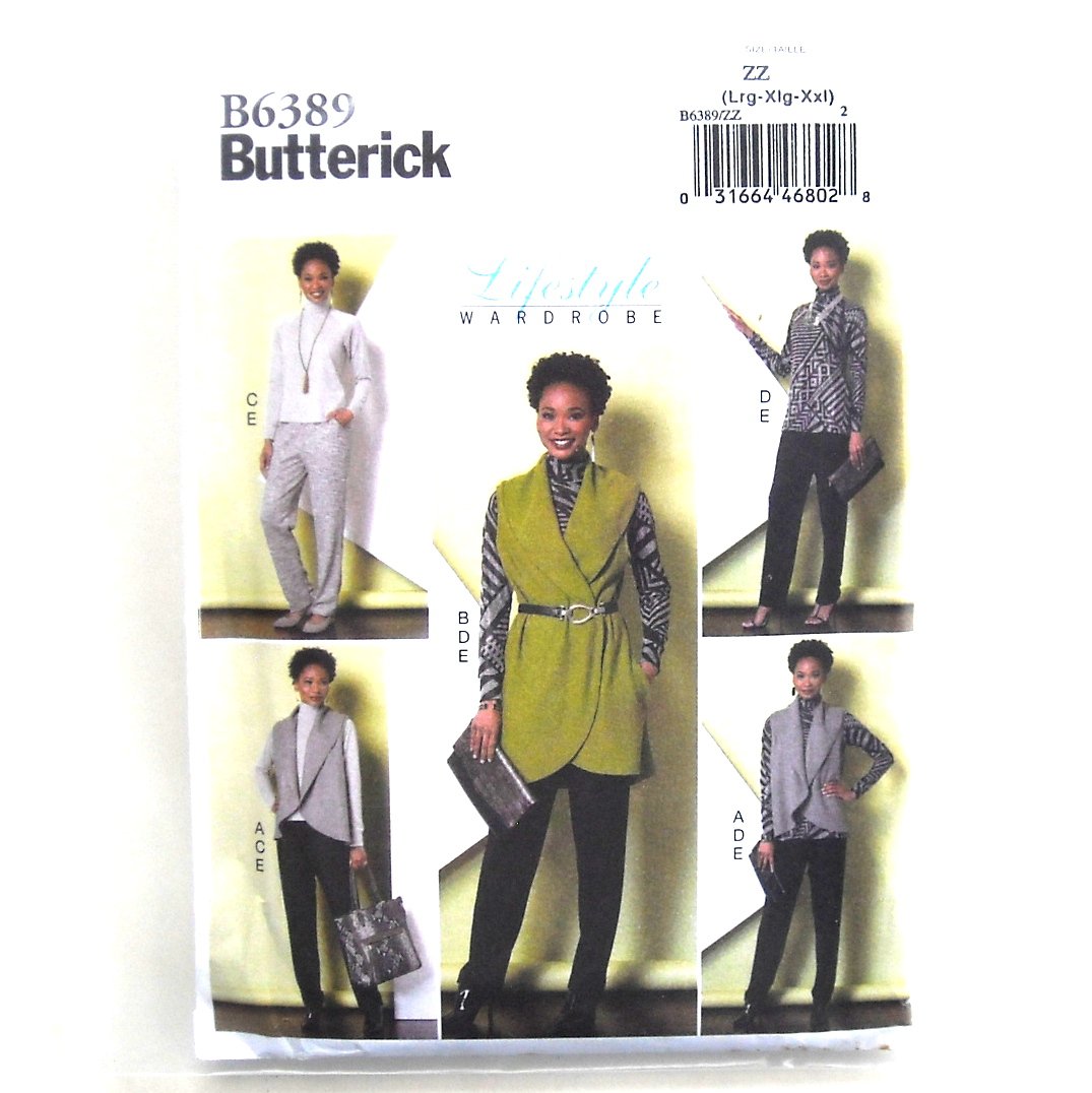 Misses' Women's Top Tunic Vest Pants Butterick Sewing Pattern B6389