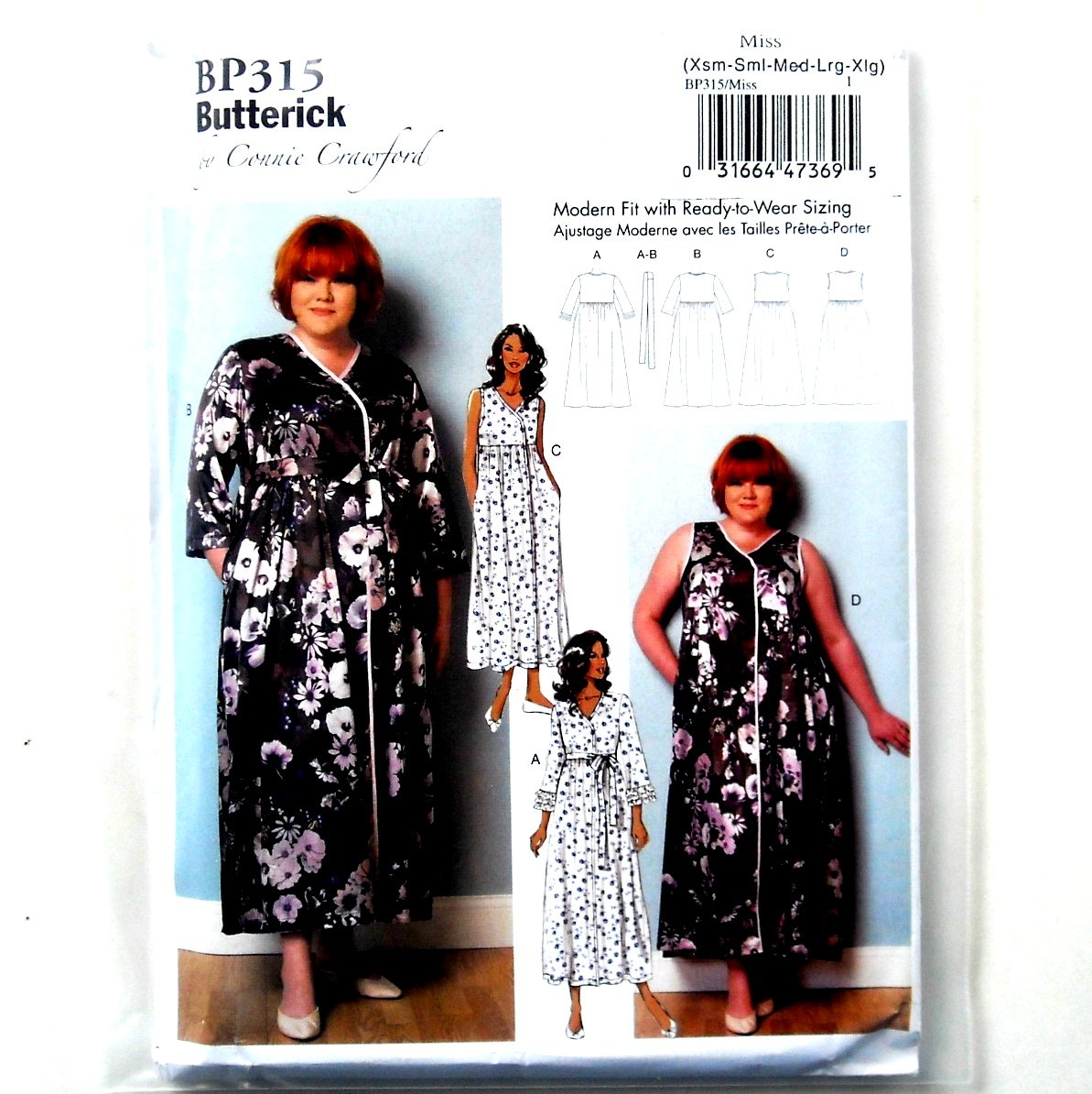 Misses Robes Negligee Connie Crawford Butterick Sewing Pattern BP315
