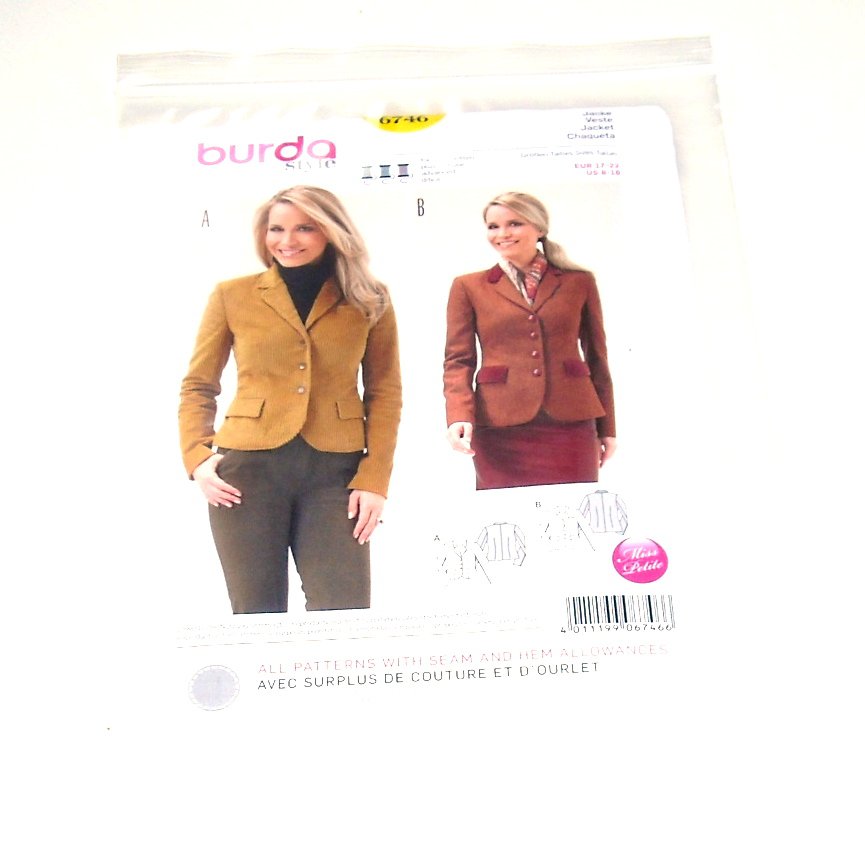 Misses Blazer Fitted Jackets Burda Style Sewing Pattern 6746
