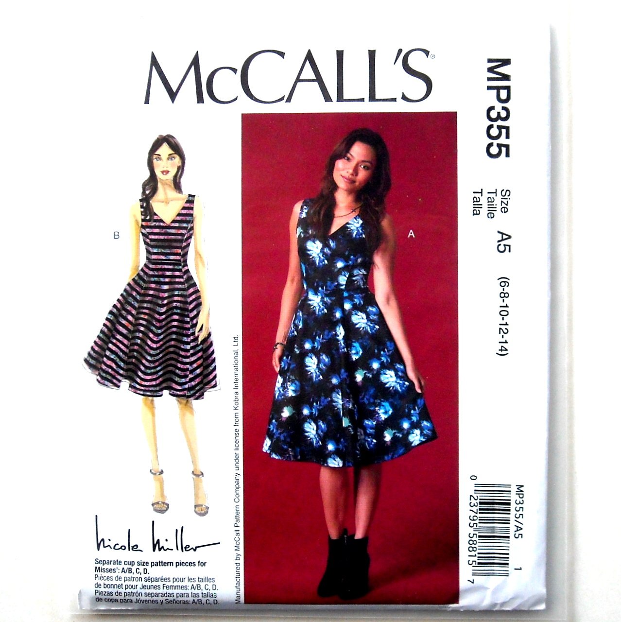 Sleeveless V Neck Dresses Nicole Miller McCall's Sewing Pattern MP355