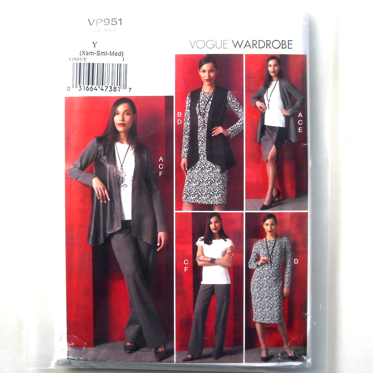 Jacket Vest Top Dress Skirt Pants Vogue Sewing Pattern VP951