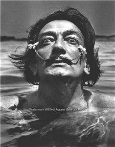 Salvador Dali in the Sea B & W Photo Spanish Artist