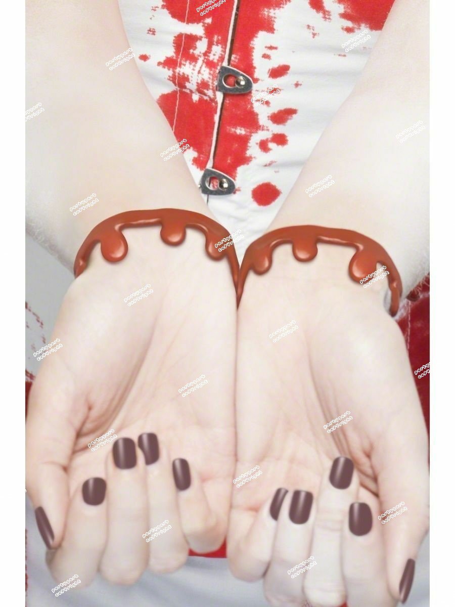 Red Slashed Up Wrists Costume Bracelets Red Blood Drip Psycho Zombie ...