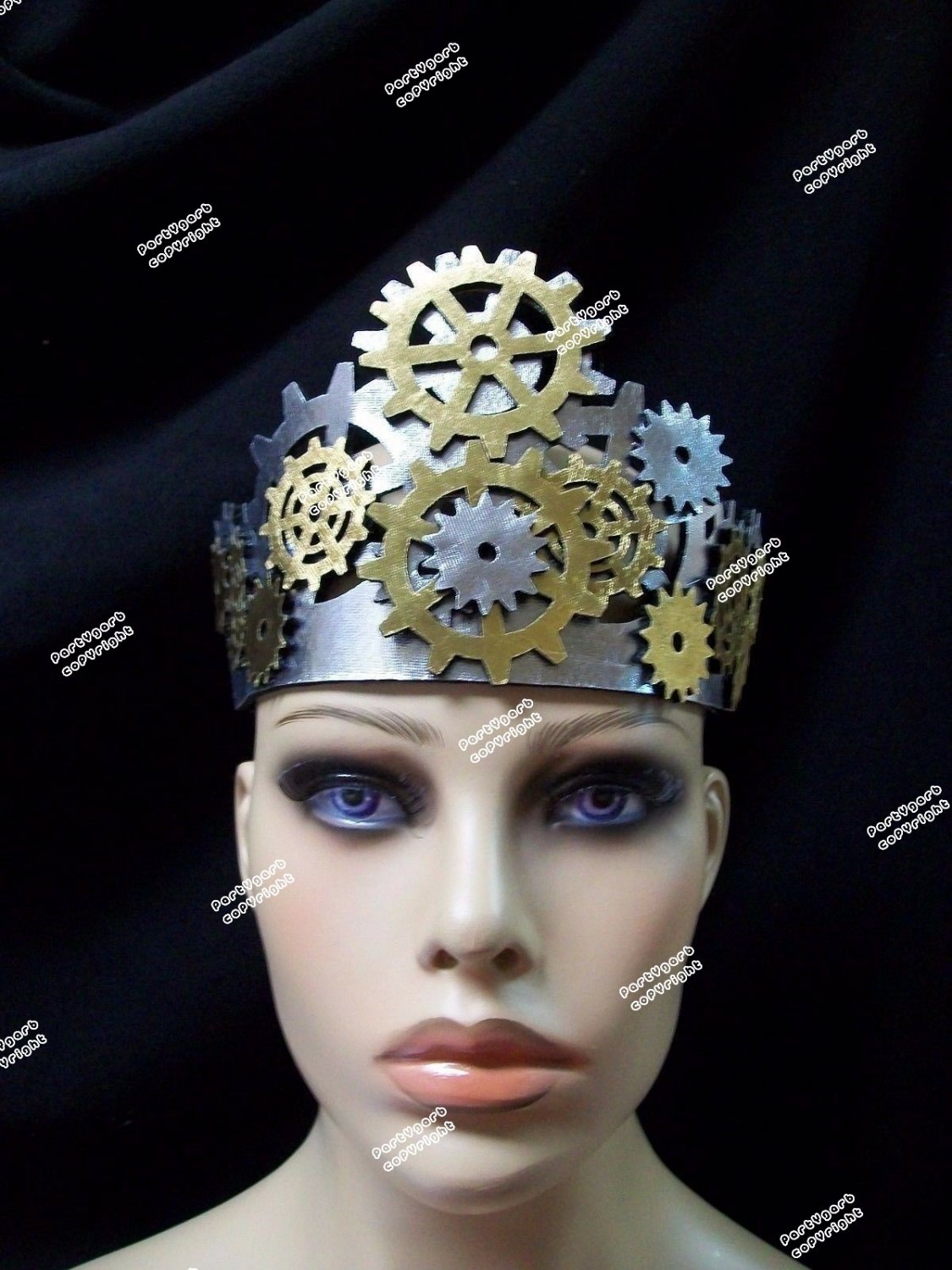 Gold Silver Steampunk Tiara Crown Cog Gears Industrial Science Fiction ...