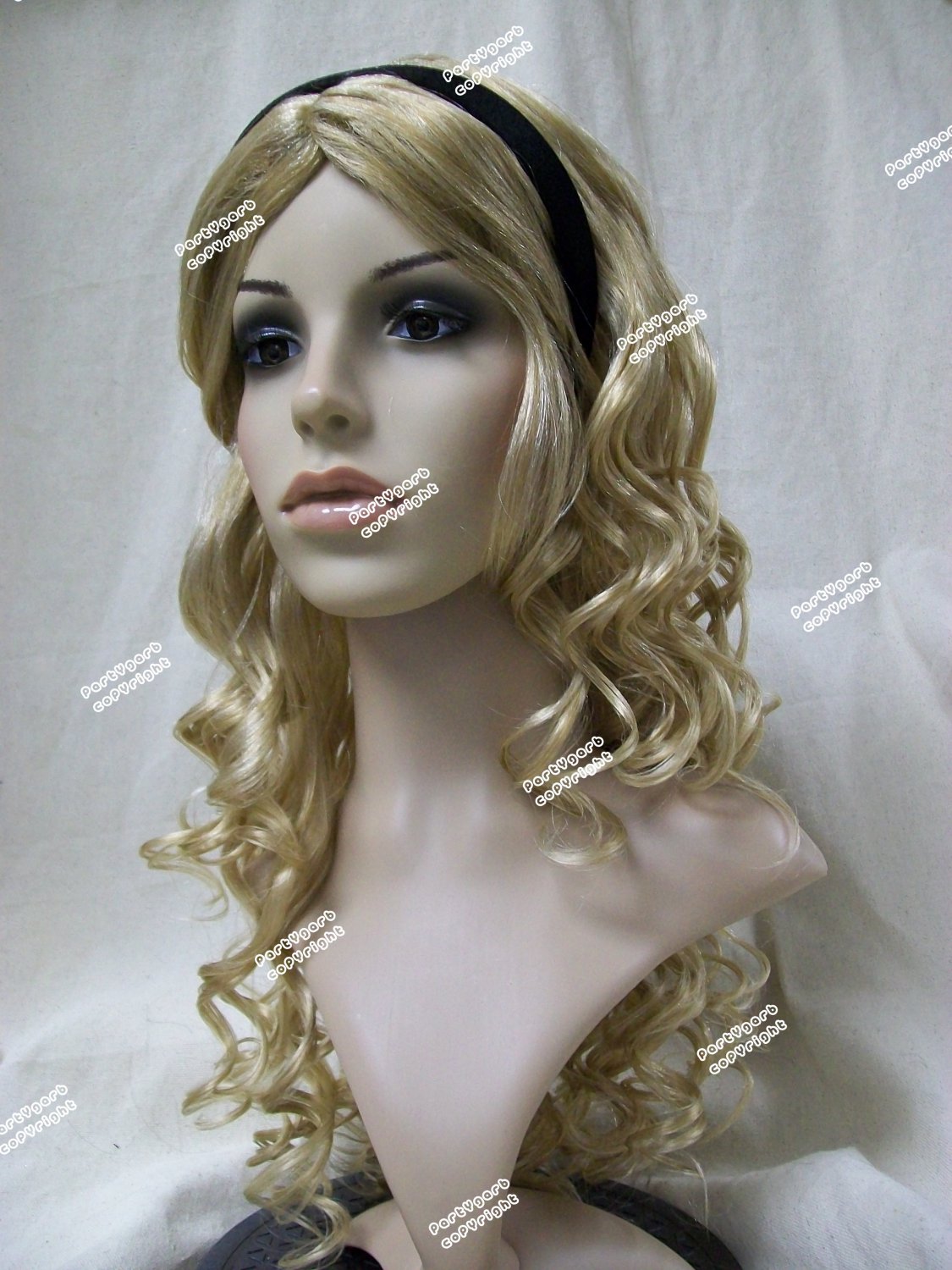 Deluxe Disney Alice in Wonderland Costume Wig Blonde Black Headband Tim ...