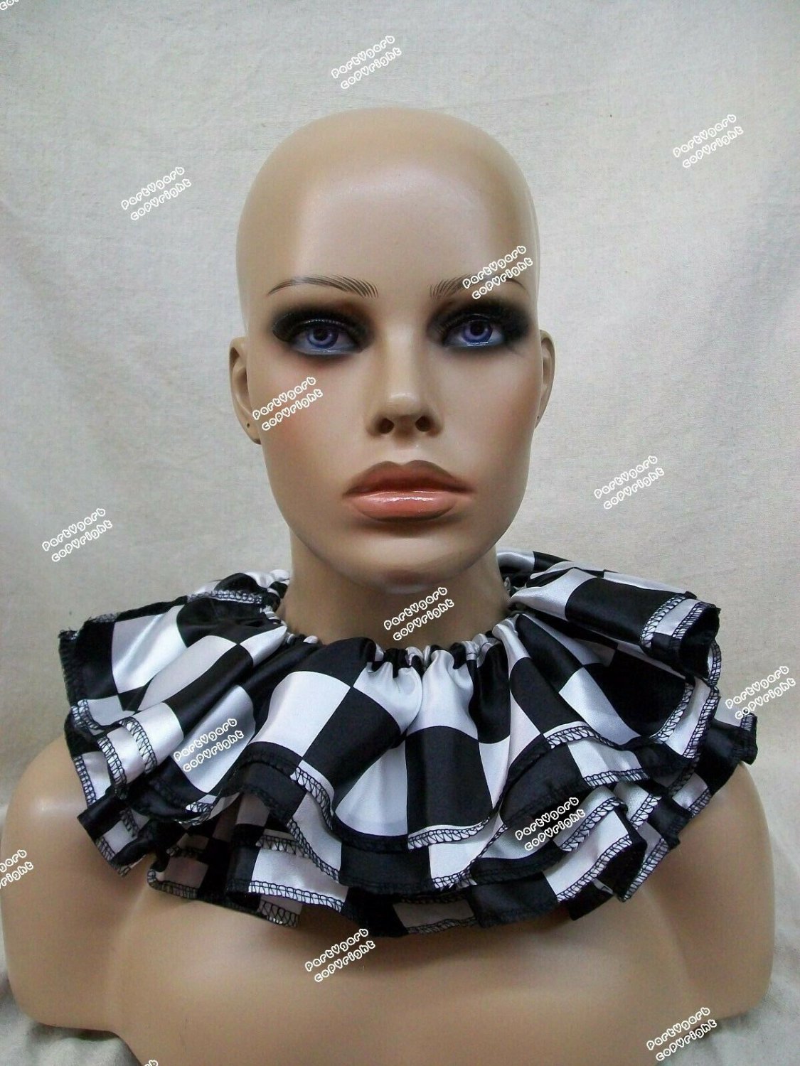 Black White Checkered Ruffle Clown Collar Harlequin Jester Joker Mime ...