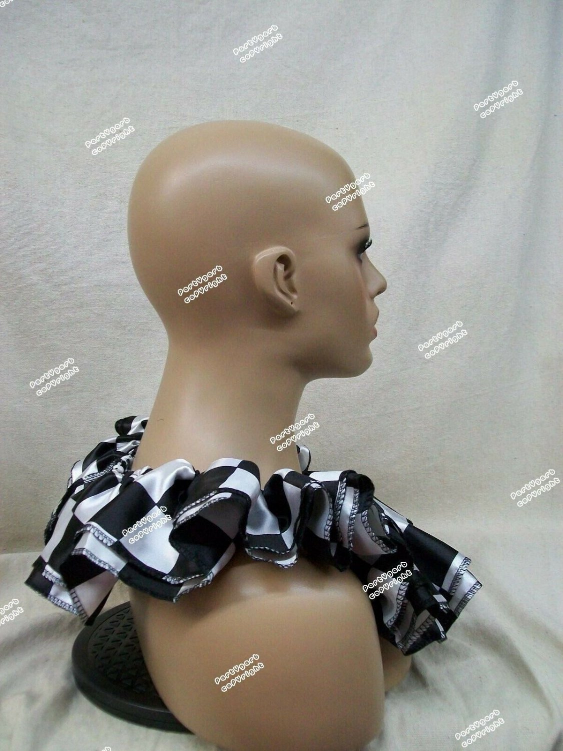 Black White Checkered Ruffle Clown Collar Harlequin Jester Joker Mime ...