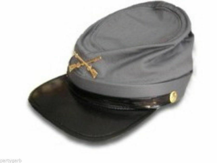 Civil War Confederate Rebel Soldier Costume Hat South Calvary Gray Kepi ...