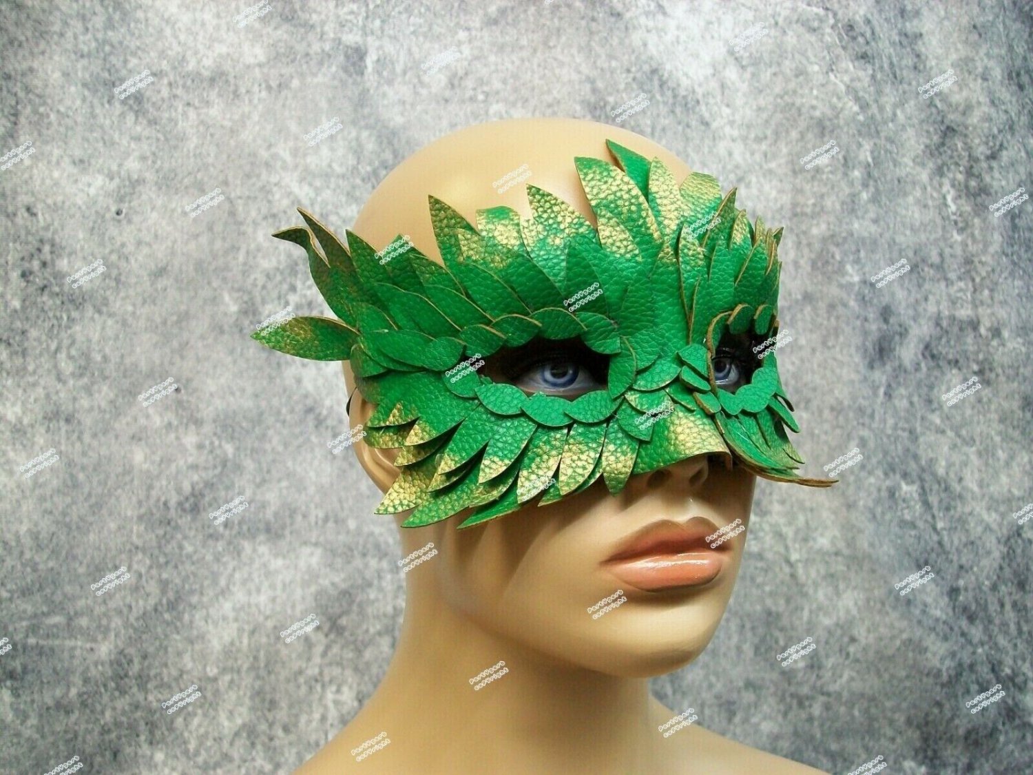 Green Gold Dragon Costume Eye Mask Scale Leaf Look Poison Ivy ...