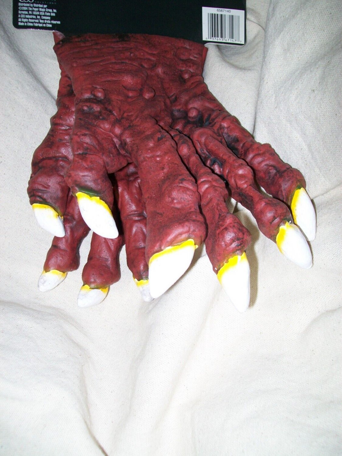 Red Devil Costume Hands Gloves Imp Satan She Devil Demon Claws Vulture ...