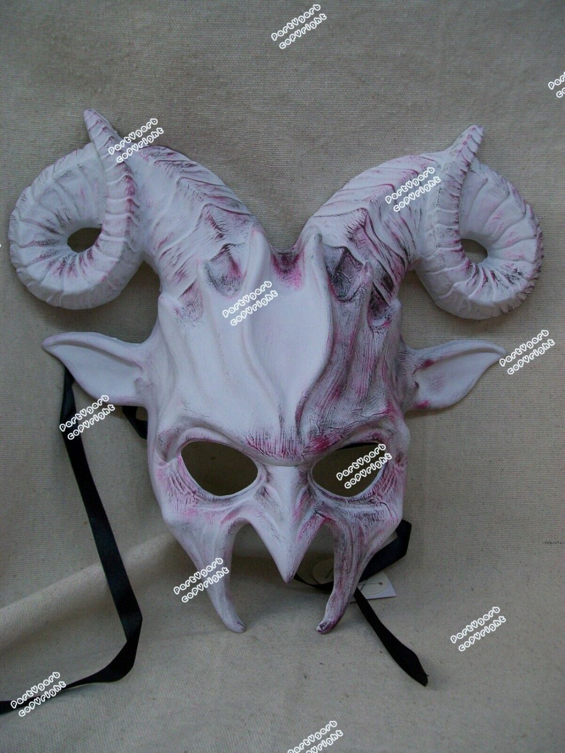 White Horned Demon Mask Goat Ram Creature Imp Devil Faun Forest God Pan ...