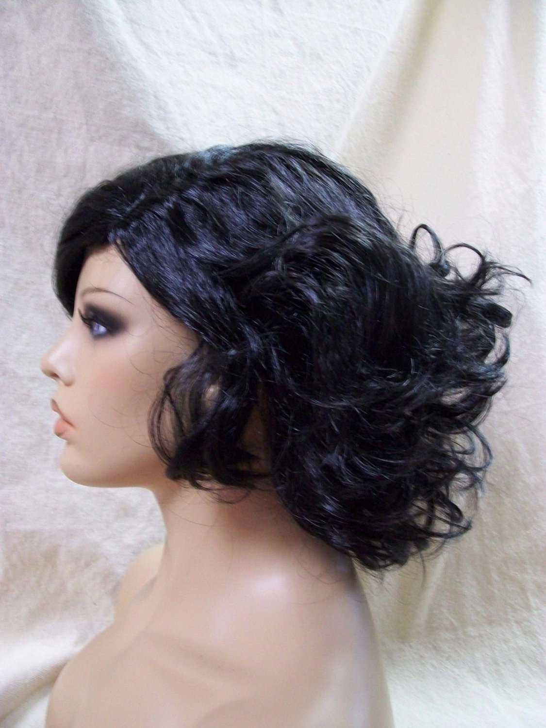 Black 1940s Betty Wig Steampunk HeadMistress Miss Peregrine Ymbryne ...