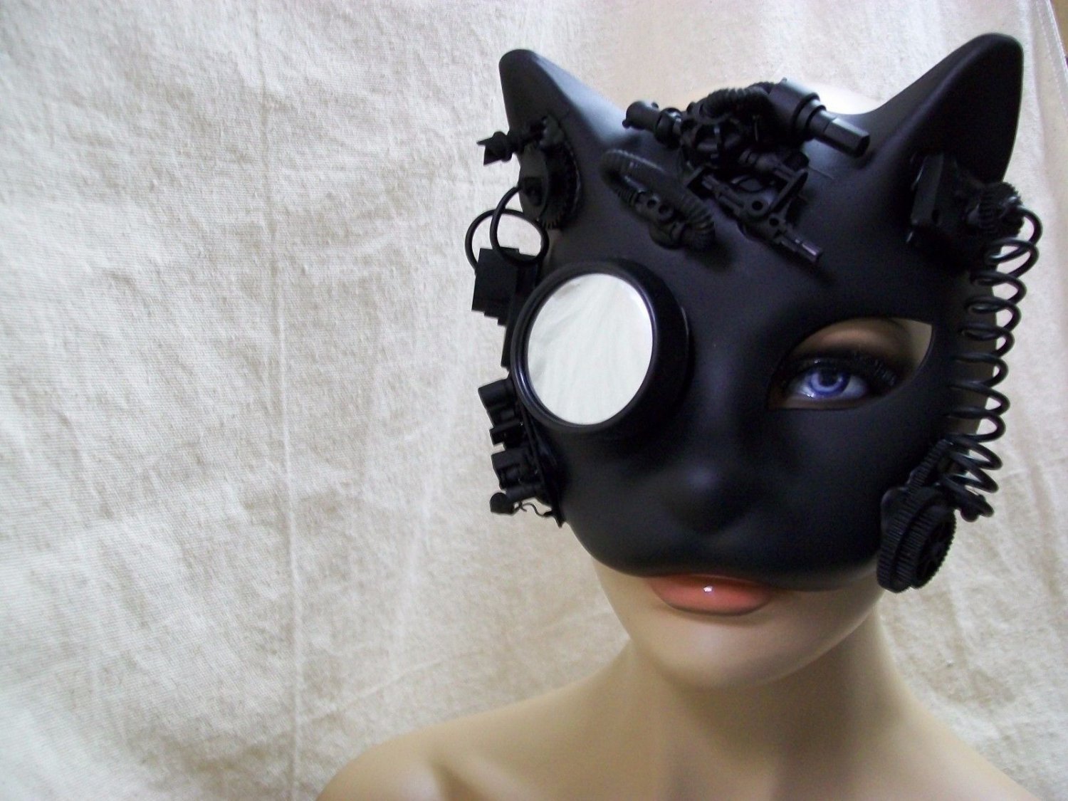 Black Steampunk Gato Mask Monocle Cat Futuristic Warrior Lioness Feline ...
