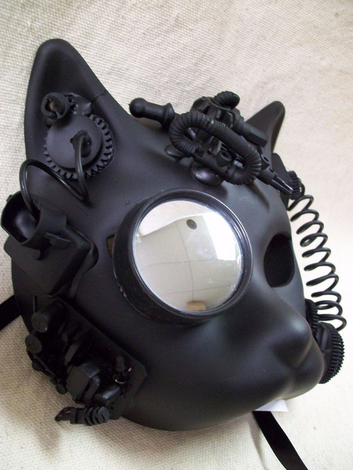 Black Steampunk Gato Mask Monocle Cat Futuristic Warrior Lioness Feline ...