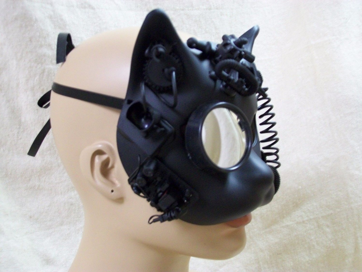 Black Steampunk Gato Mask Monocle Cat Futuristic Warrior Lioness Feline ...