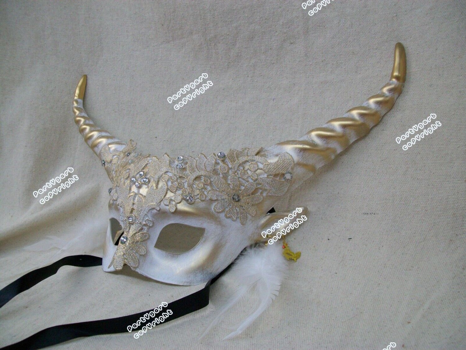 White Gold Horned Goddess Mask Goat Woodland Creature Faun Mystical ...