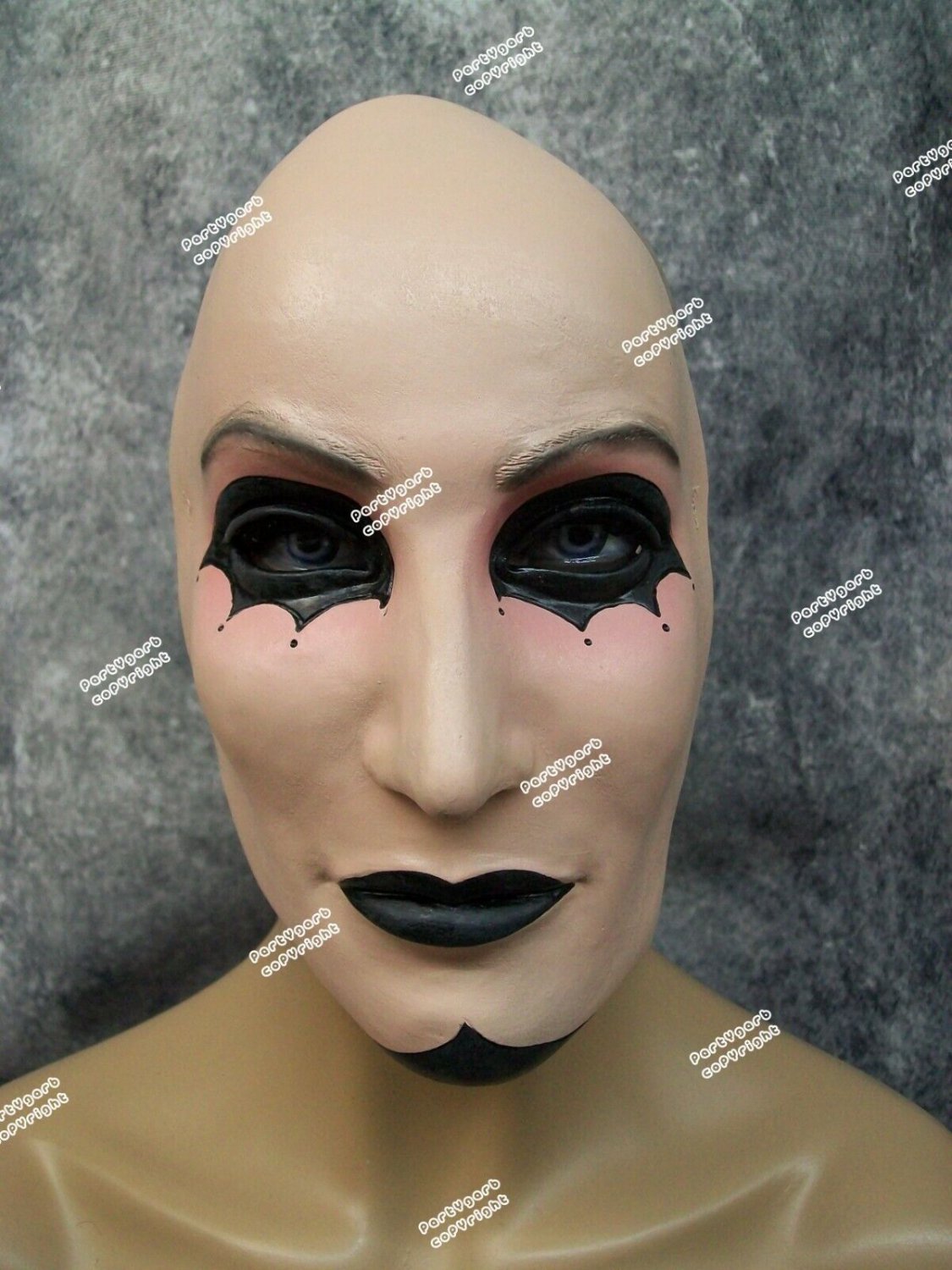 Creepy Circus Mime Frontal Latex Mask Painted Black Eyes Carnival Clown ...