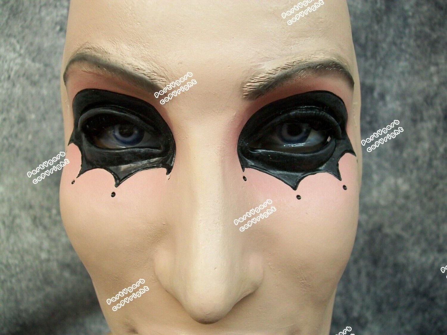 Creepy Circus Mime Frontal Latex Mask Painted Black Eyes Carnival Clown ...