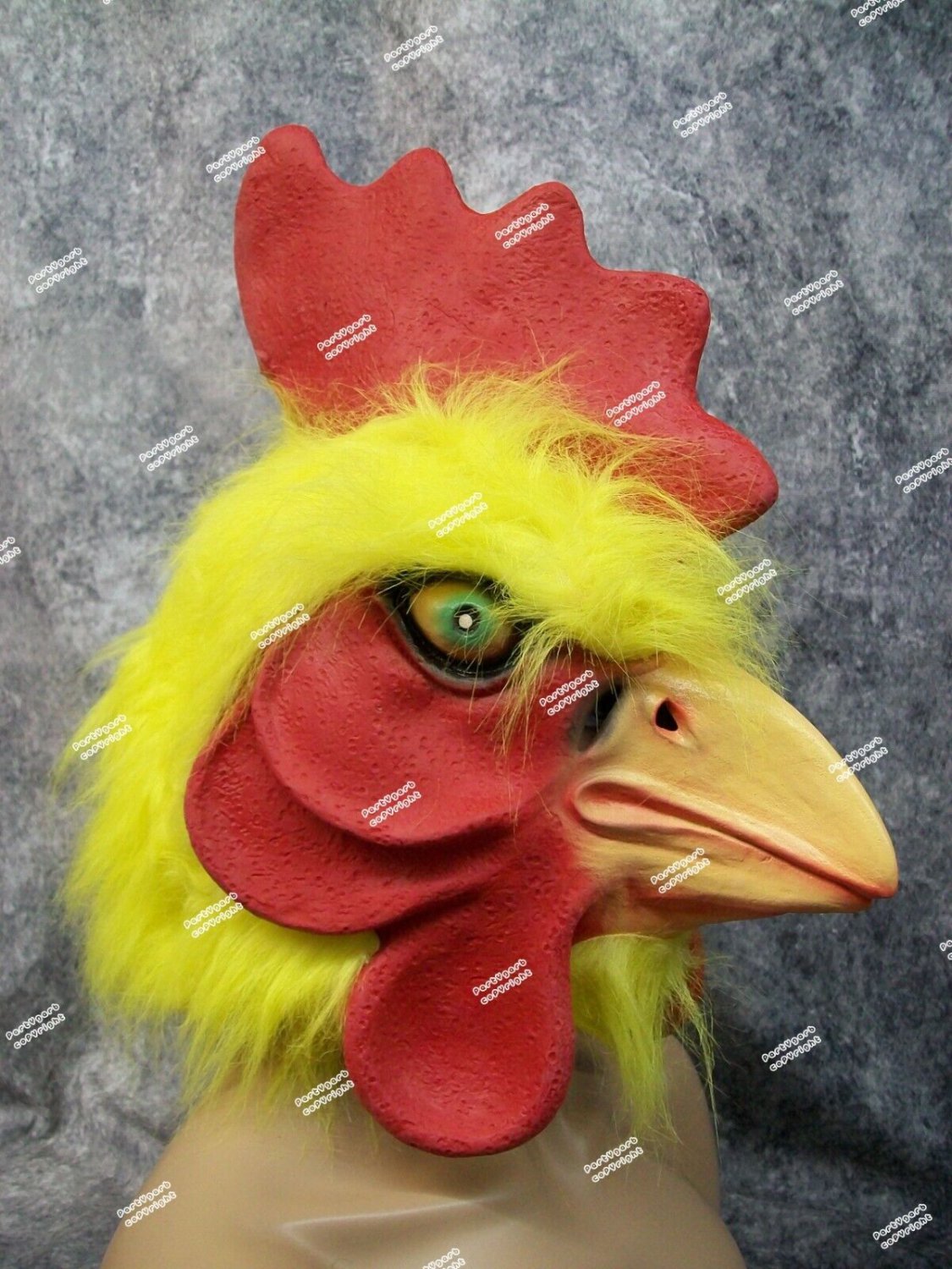 Yellow Chicken Costume Mask Rooster Farm Cock Bird Man Clucker Cockerel ...
