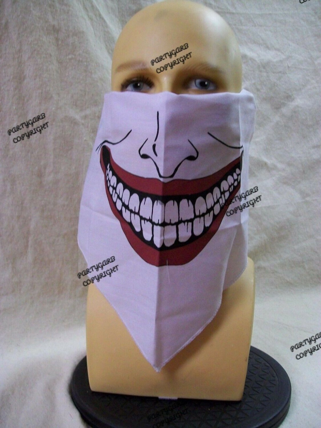 Villain Face Half Mask Bandana Comic Joker Big Grin Psycho Prankster ...