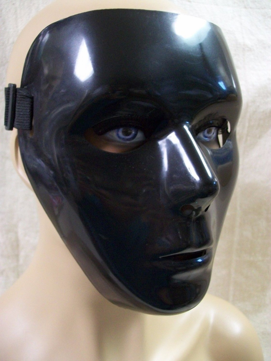 Black Blank Face Costume Mask Unisex Purge Grim Faceless Stalker Creep ...