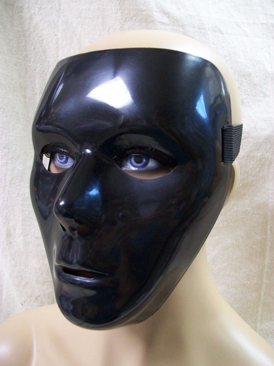 Black Blank Face Costume Mask Unisex Purge Grim Faceless Stalker Creep ...