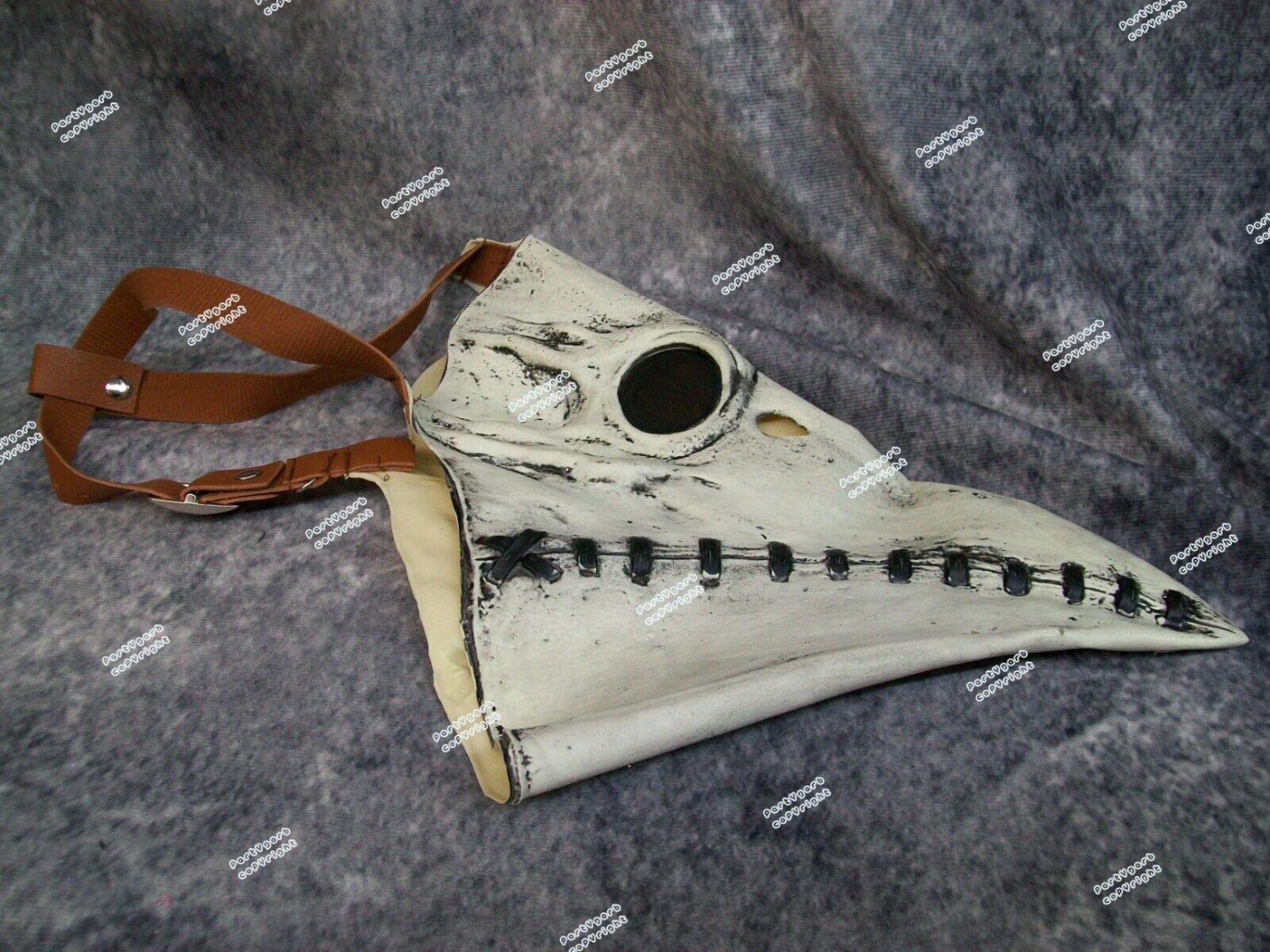 White Plague Doctor Latex Mask Strap on Stitched Beak Bird Skull Horror ...