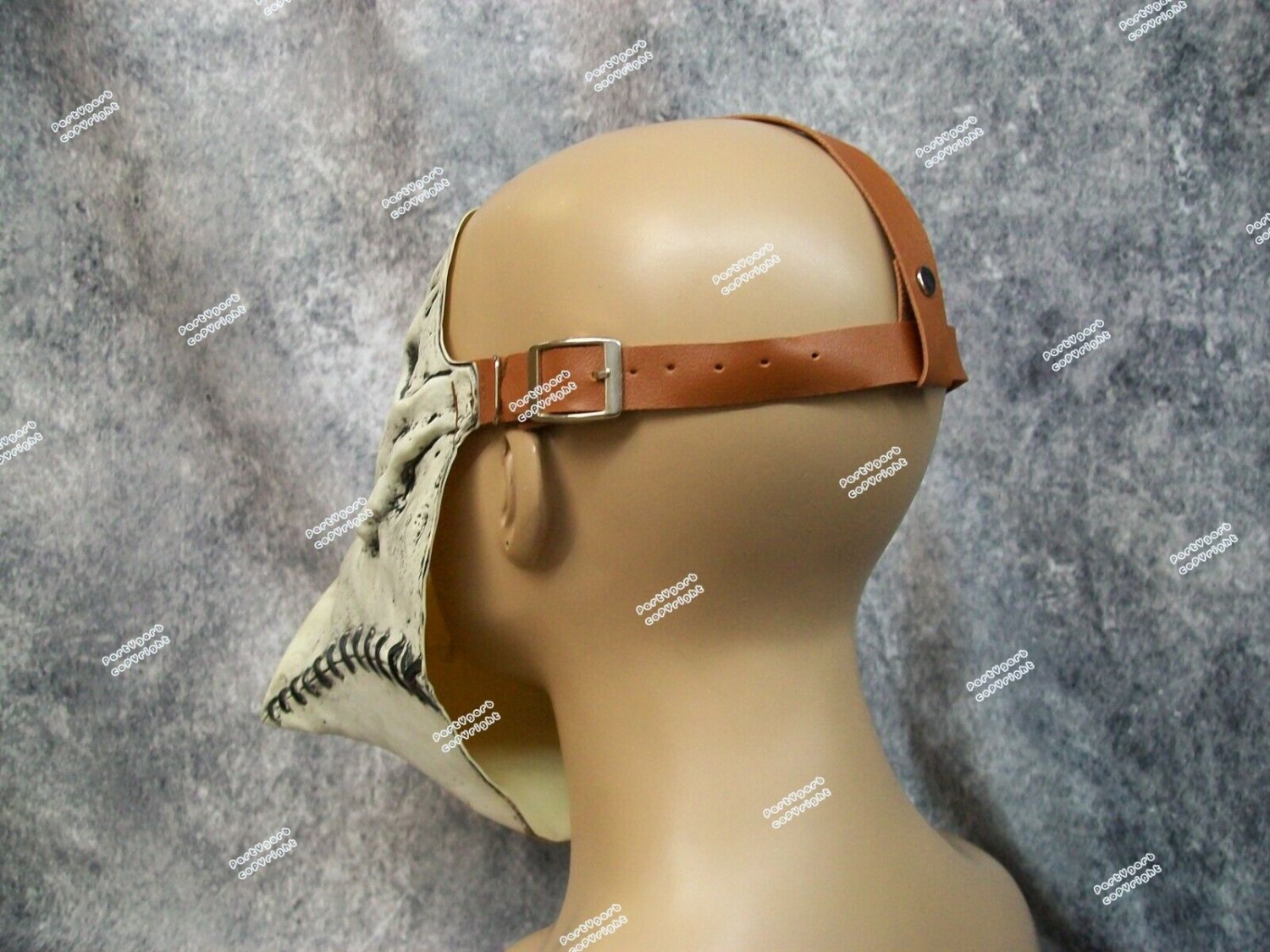 White Plague Doctor Latex Mask Strap on Stitched Beak Bird Skull Horror ...