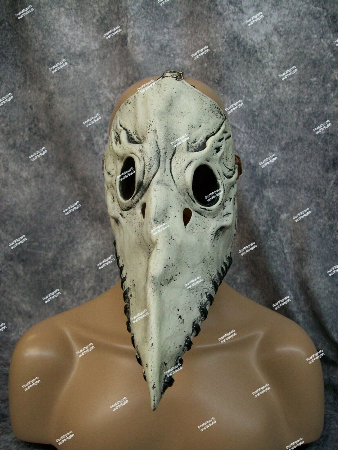 White Plague Doctor Latex Mask Strap on Stitched Beak Bird Skull Horror ...