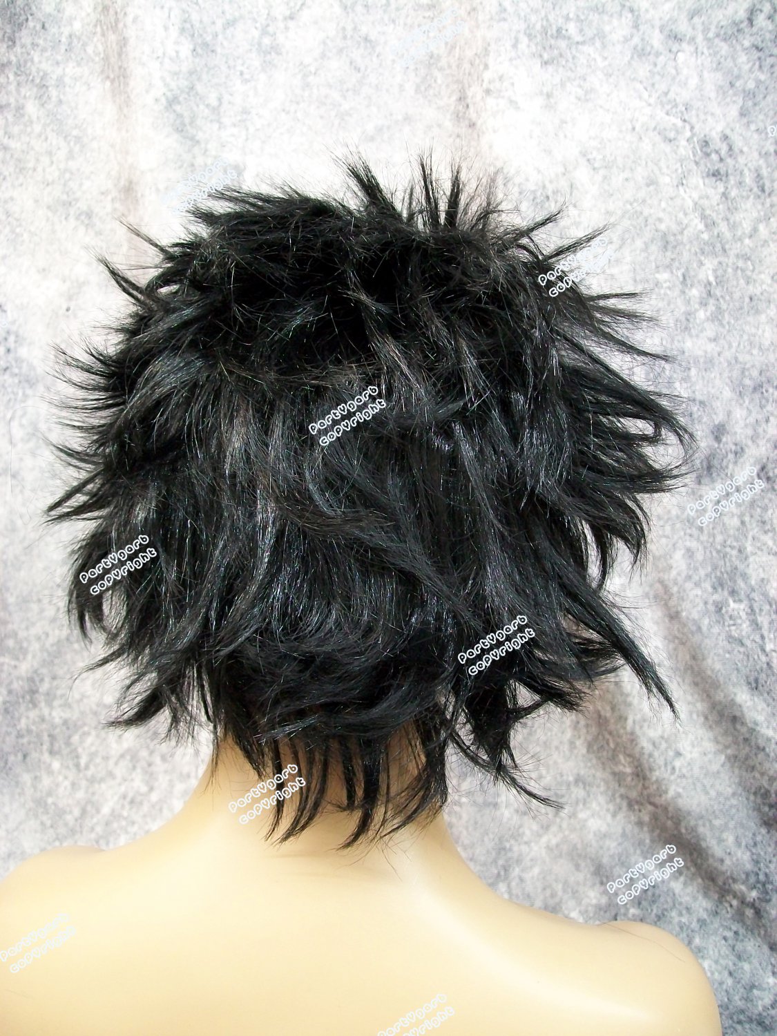 Messy Black Dark Side Costume Wig Midnight Fiend Goth EMO Night Freak ...