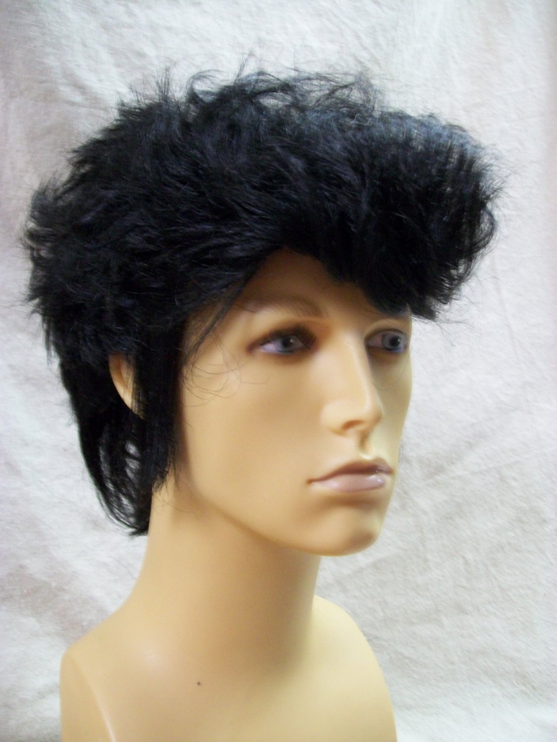 Black Messy Greaser Costume Wig King Elvis 50s 60s Hot Rod Danny