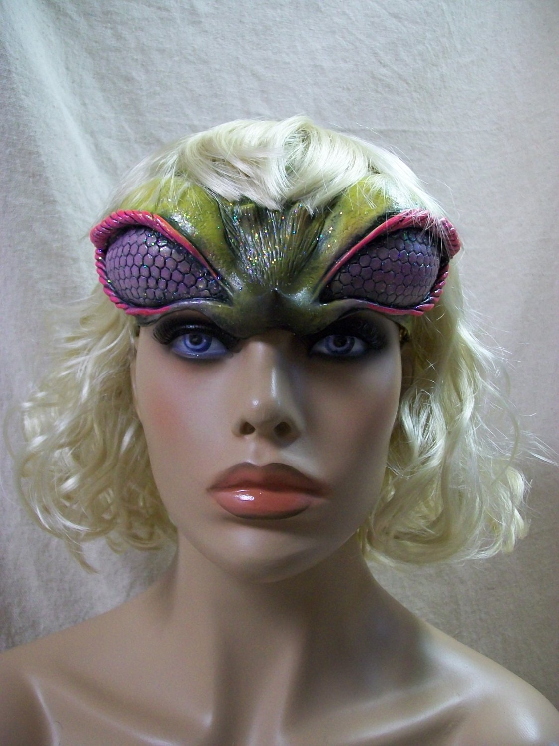 Killer Bee Latex Headpiece with attached Blonde Wig Fly Butterfly ...