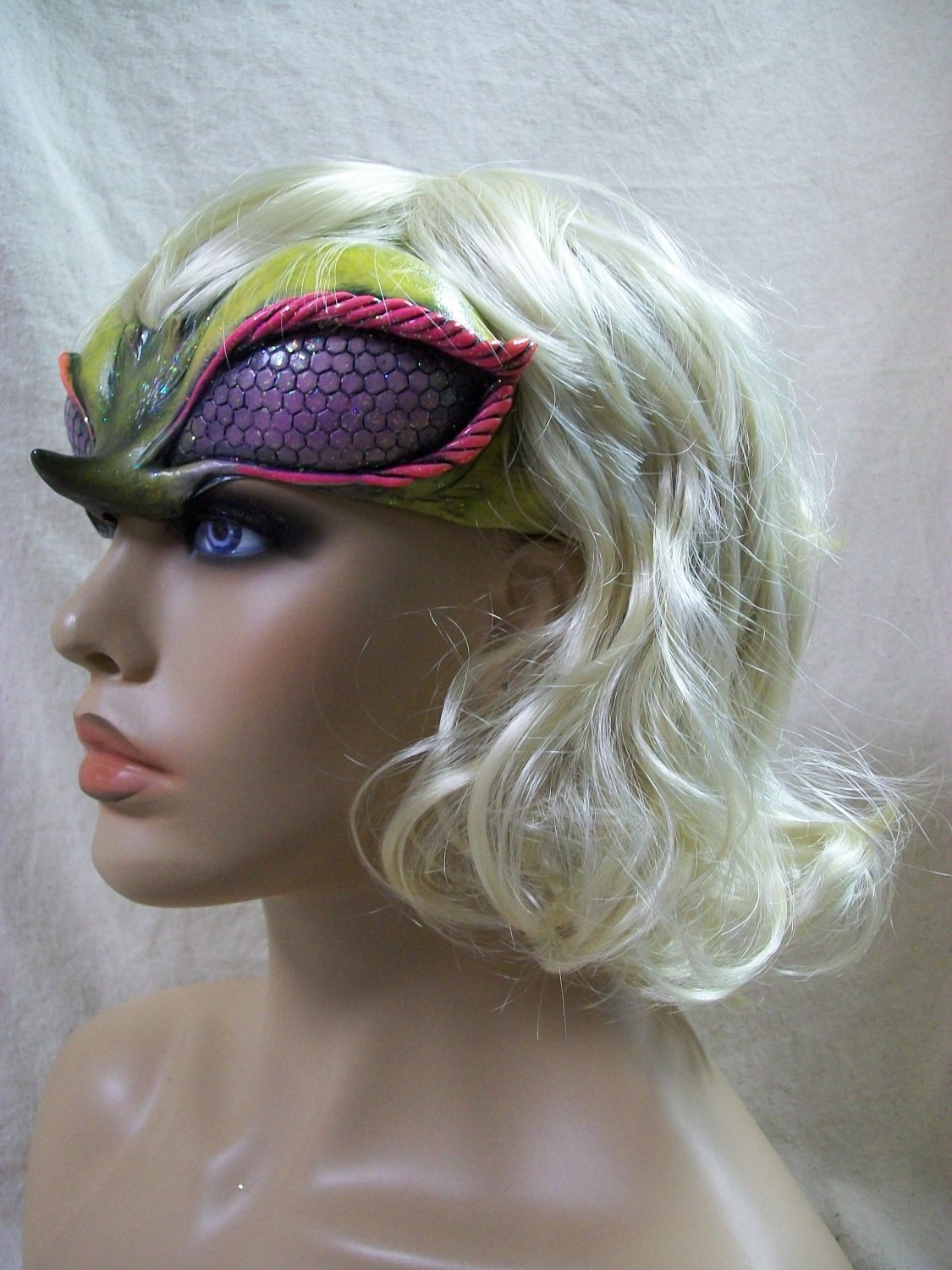 Killer Bee Latex Headpiece with attached Blonde Wig Fly Butterfly ...