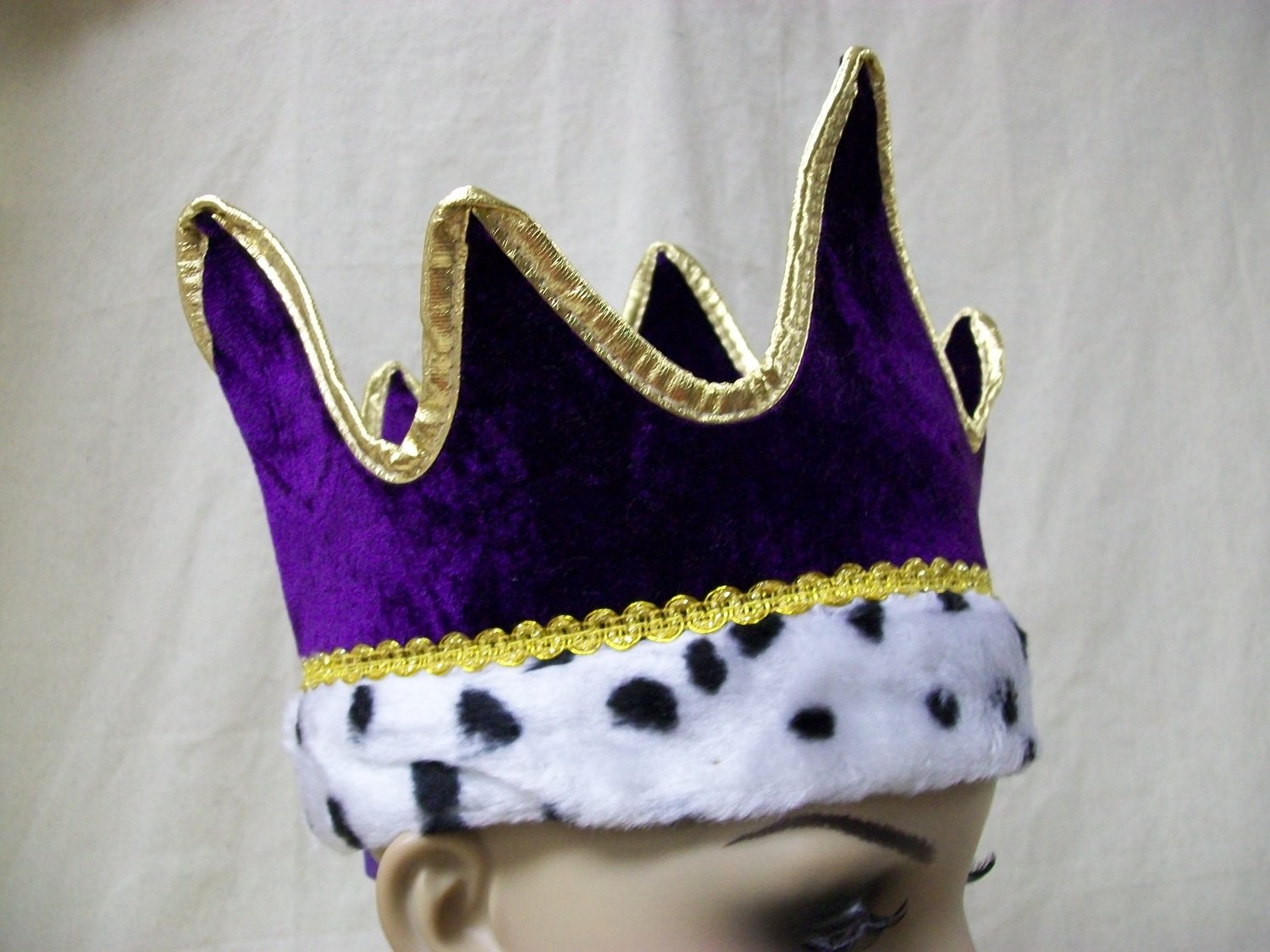 Purple Royal Queen King Costume Crown Royalty Court Majesty Prince Unisex