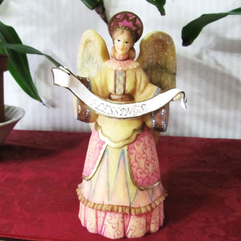 ANGEL WITH BLESSINGS BANNER 7 x 4 STATUE FIGURE STATUETTE, FIGURINE