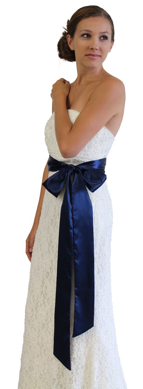 Bridal Satin Sash Navy Blue