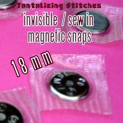 5 Hidden Invisible Sew In Magnetic Snaps (18mm) with PVC